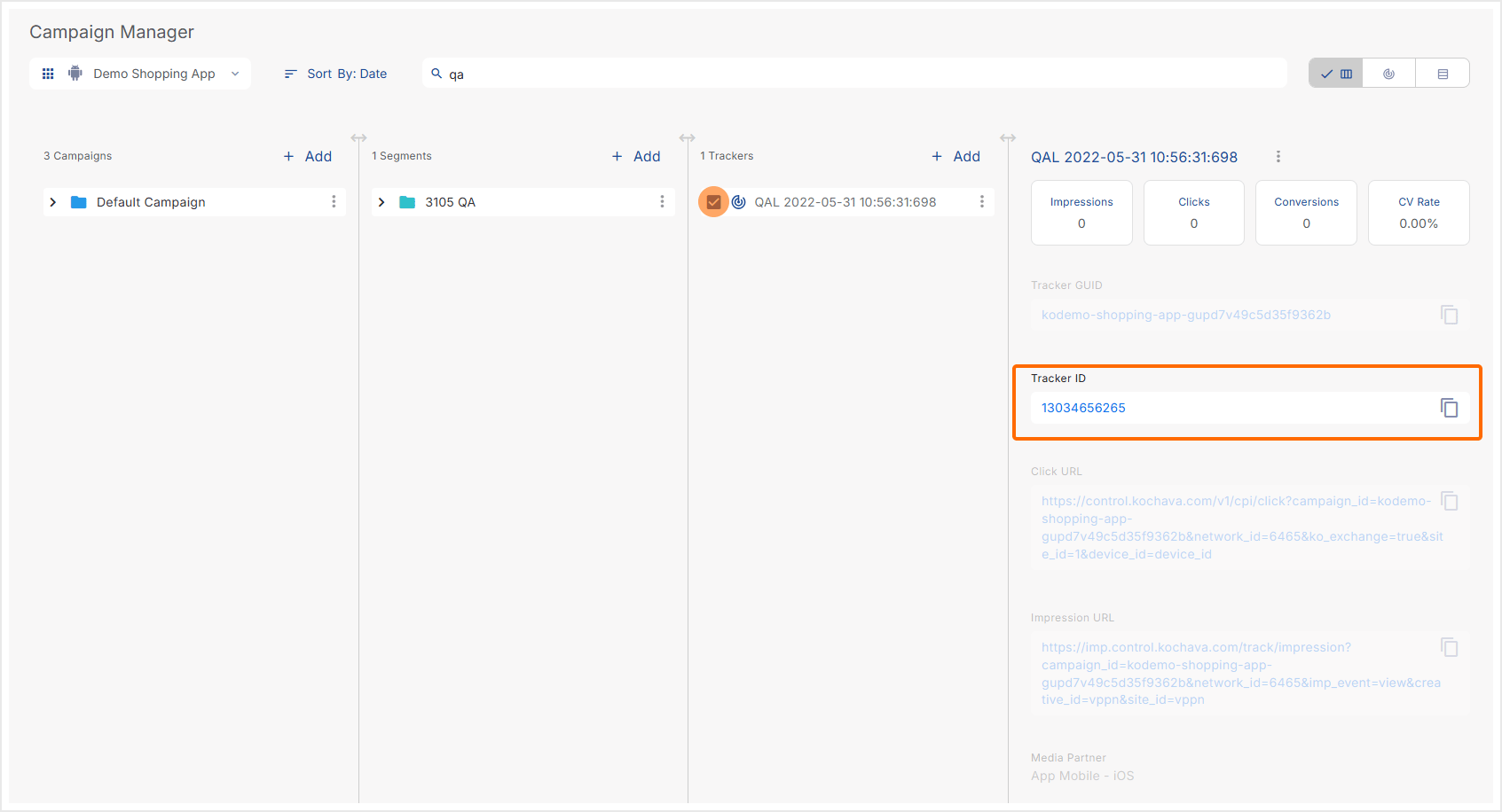 SAN Tracker ID Mapping | Kochava Attribution Support